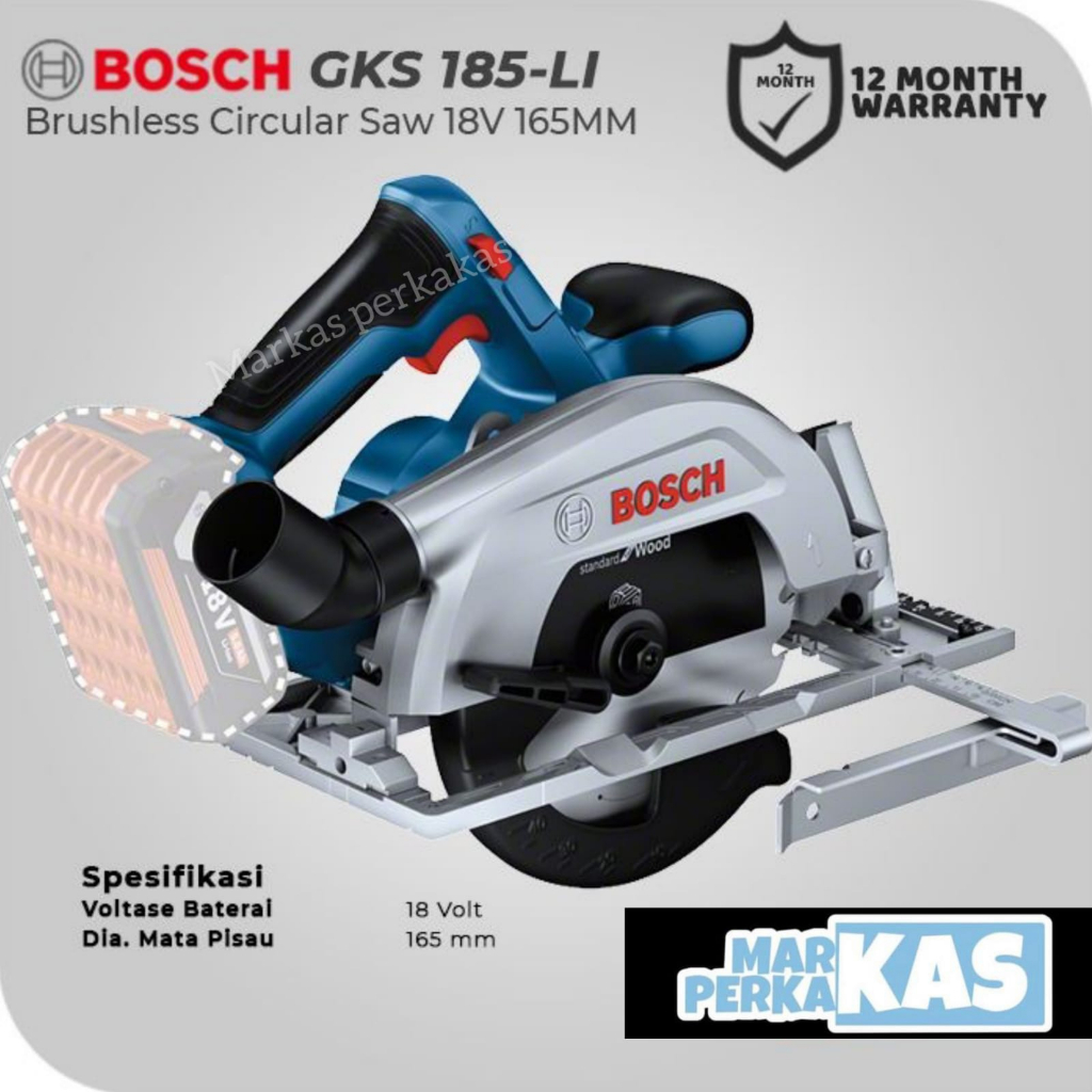 Jual Bosch GKS 185 Li Brushless Cordless Circular Saw 6.5" (Unit Only ...