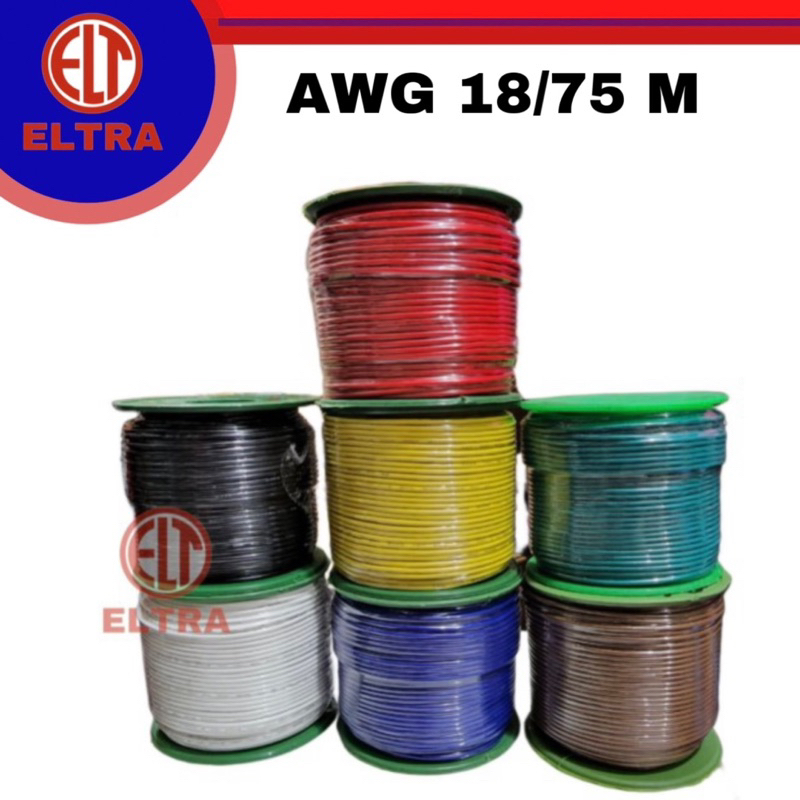 Jual KABEL AWG 18 75 METER + ROLL cable serabut putih tembaga lapis perak body kelistrikan motor ...