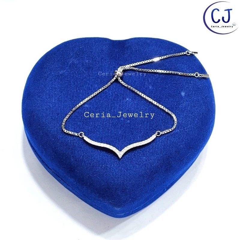 Jual Gelang Perak Asli Silver Wanita 925 Lapis Emas Putih Asli Model ...