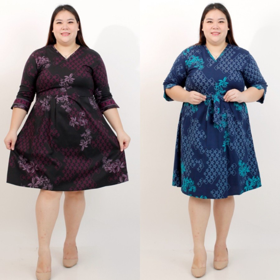Jual Baju Dress Batik Wanita Modern Jumbo Big Size 020a Xxl Xxxl Ld