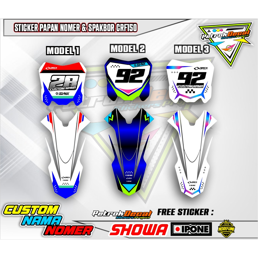 Jual STIKER PAPAN NOMOR START+SPAKBOR / STICKER NOMER PAPAN HONDA CRF ...