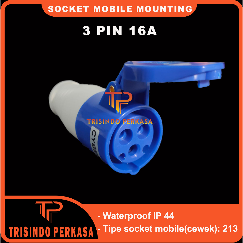 Jual Mobile Mounting Industrial Socket 3P / 3 Pin 3Pin 16A 213 IP44 3 ...