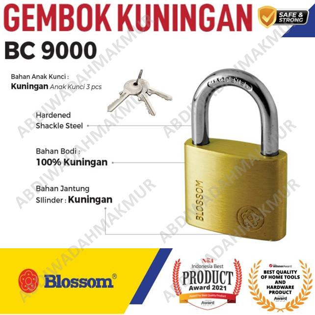 Jual GEMBOK KUNING PENDEK BC 9000 BLOSSOM ( 30MM , 40MM , 50MM,60MM ...