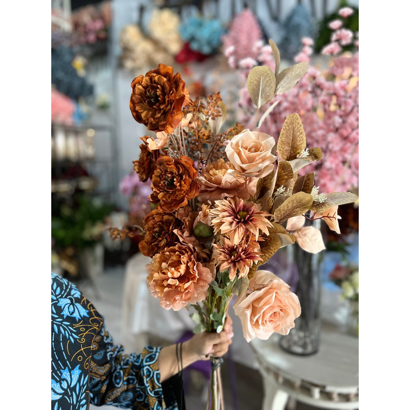 Jual READY Set Bunga Artificial Tema Coklat Rustic , Maroon, Baby Blue ...
