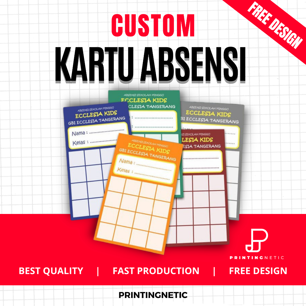 Jual (FREE DESIGN) Custom Kartu Absensi , Custom Kartu Absensi , Kartu ...