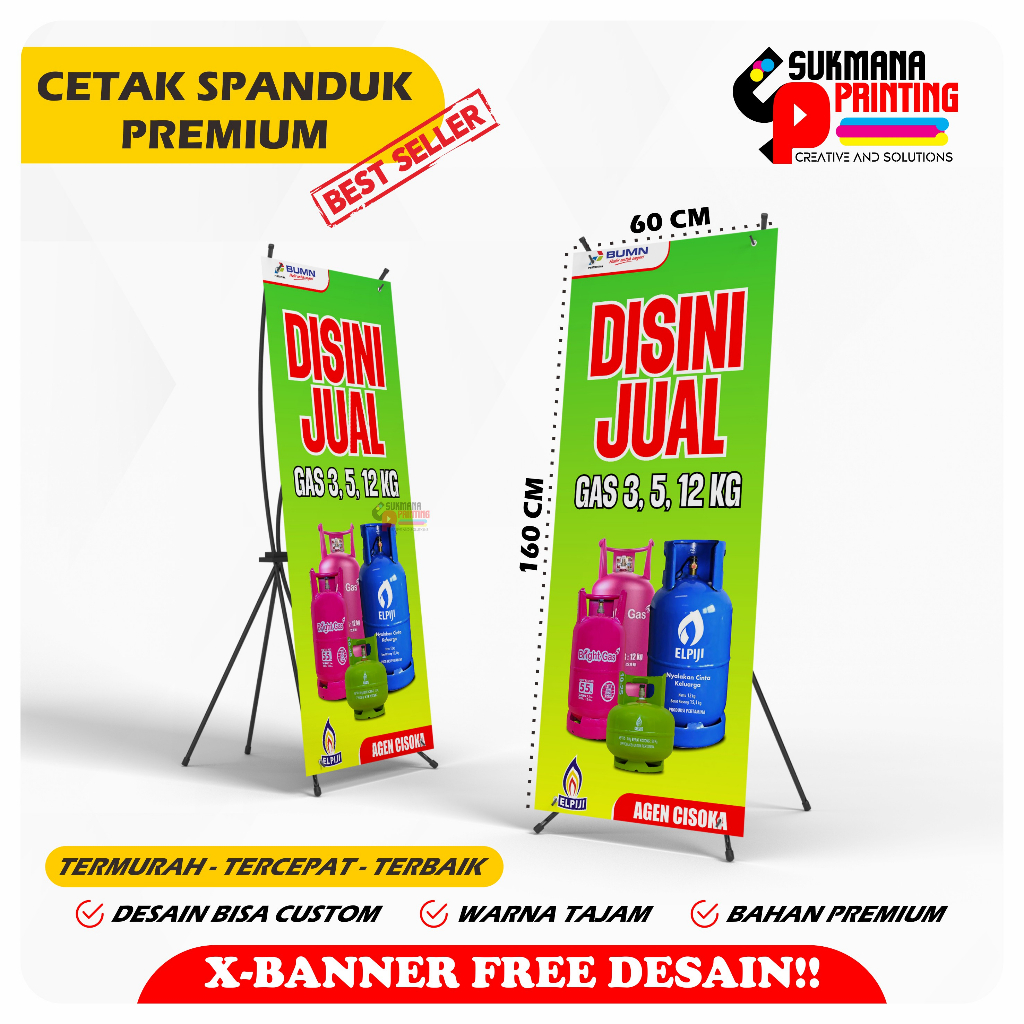 Jual X-BANNER STAND 1 SET RANGKA XBANNER DESAIN WARUNG JUALAN GAS LPG ...