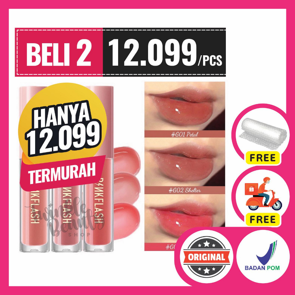 Jual PINKFLASH Lip Gloss Lip Tint Waterproof Perawatan Bibir Pelembab ...