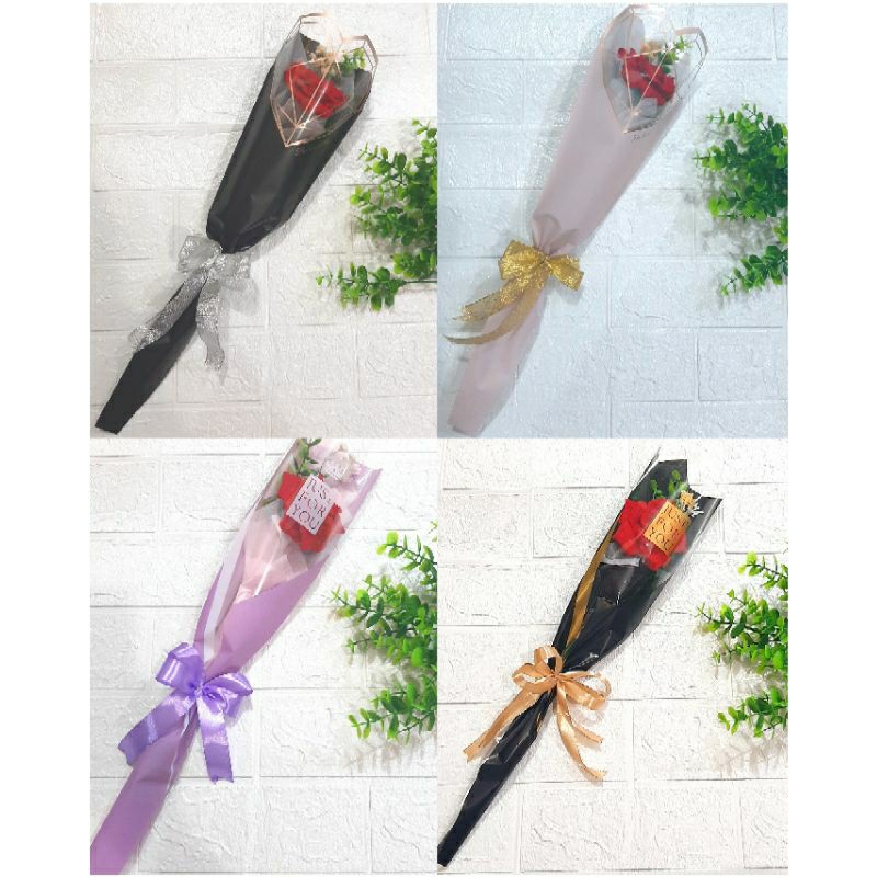 Jual BUKET BUNGA MAWAR 1 TANGKAI ARTIFICIAL FREE BUBBLE WRAP | Shopee ...