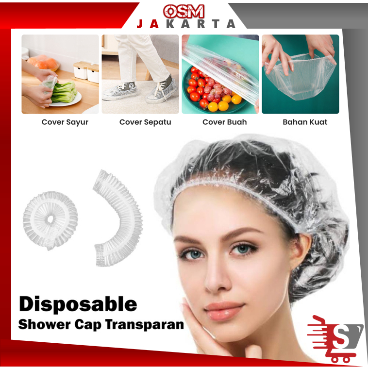 Jual OSM JKT H5724 Shower Cap Polos / Plastik Penutup Kepala / Topi ...