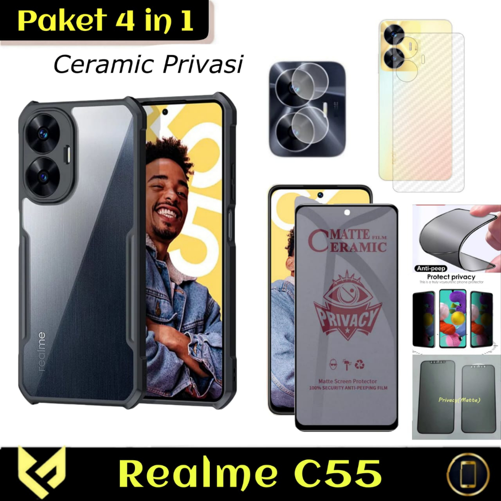 Jual Paket 4IN1 Case For Realme C55 SoftCase Fusion Free Tempered Glass ...