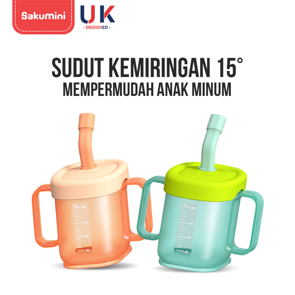 Jual Sakumini Curve Straw Cup Training Gelas Minum Sedotan Anak ...