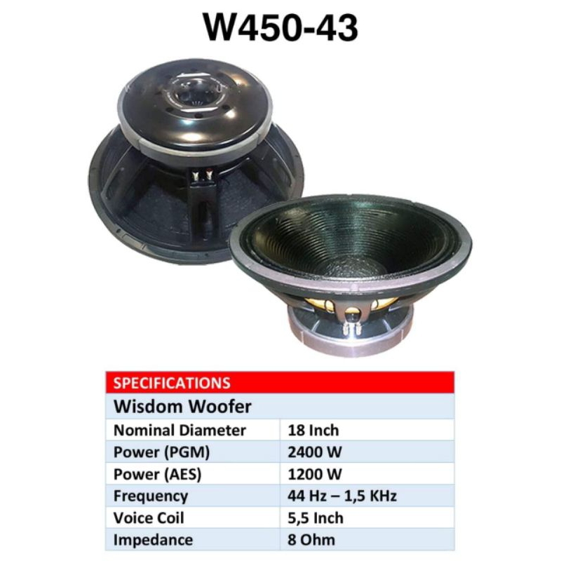 Jual Speaker wisdom 18 inch in w450-43 w450 43 original | Shopee Indonesia