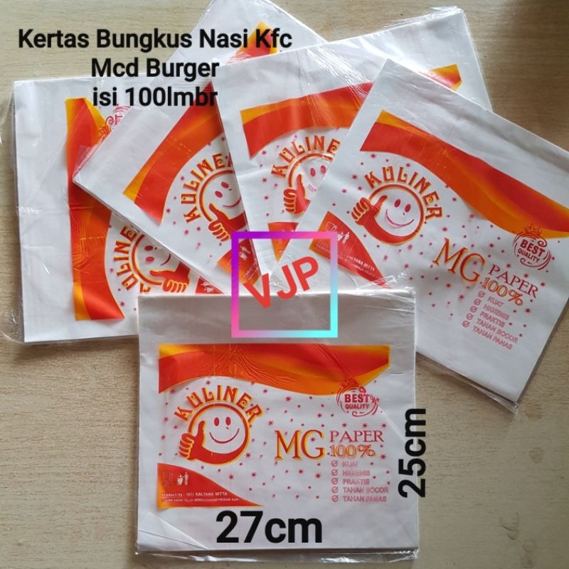 Jual Kertas Paper Bungkus Nasi Kfc Mcd Burger Kuliner 100 Lembar ...