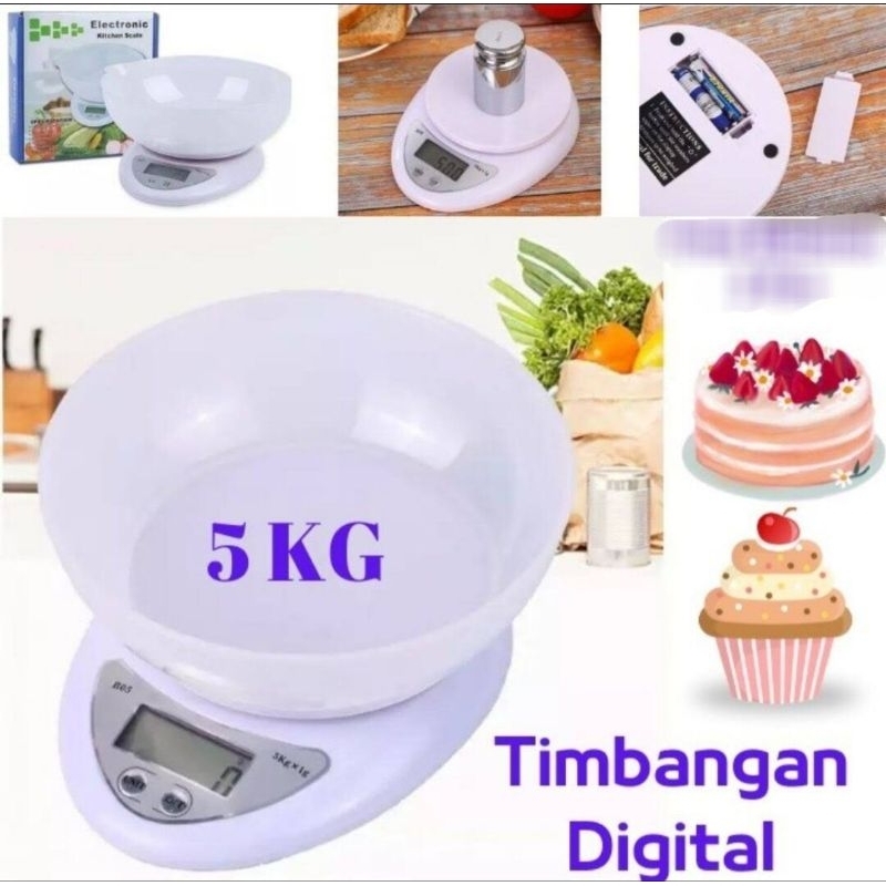 Jual Timbangan dapur digital timbangan kue 5kg timbangan mangkok 5kg | Shopee Indonesia