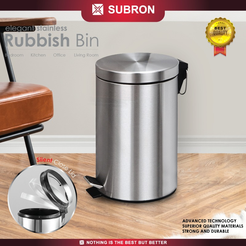 Jual SUBRON Tempat tong sampah 5 liter stainless Variasi Mekanik Hidrolik injak Rubbish bin ...