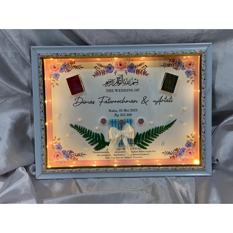 Jual bingkai mahar pernikahan custom plus lampu 40 cm x 30 cm | Shopee ...