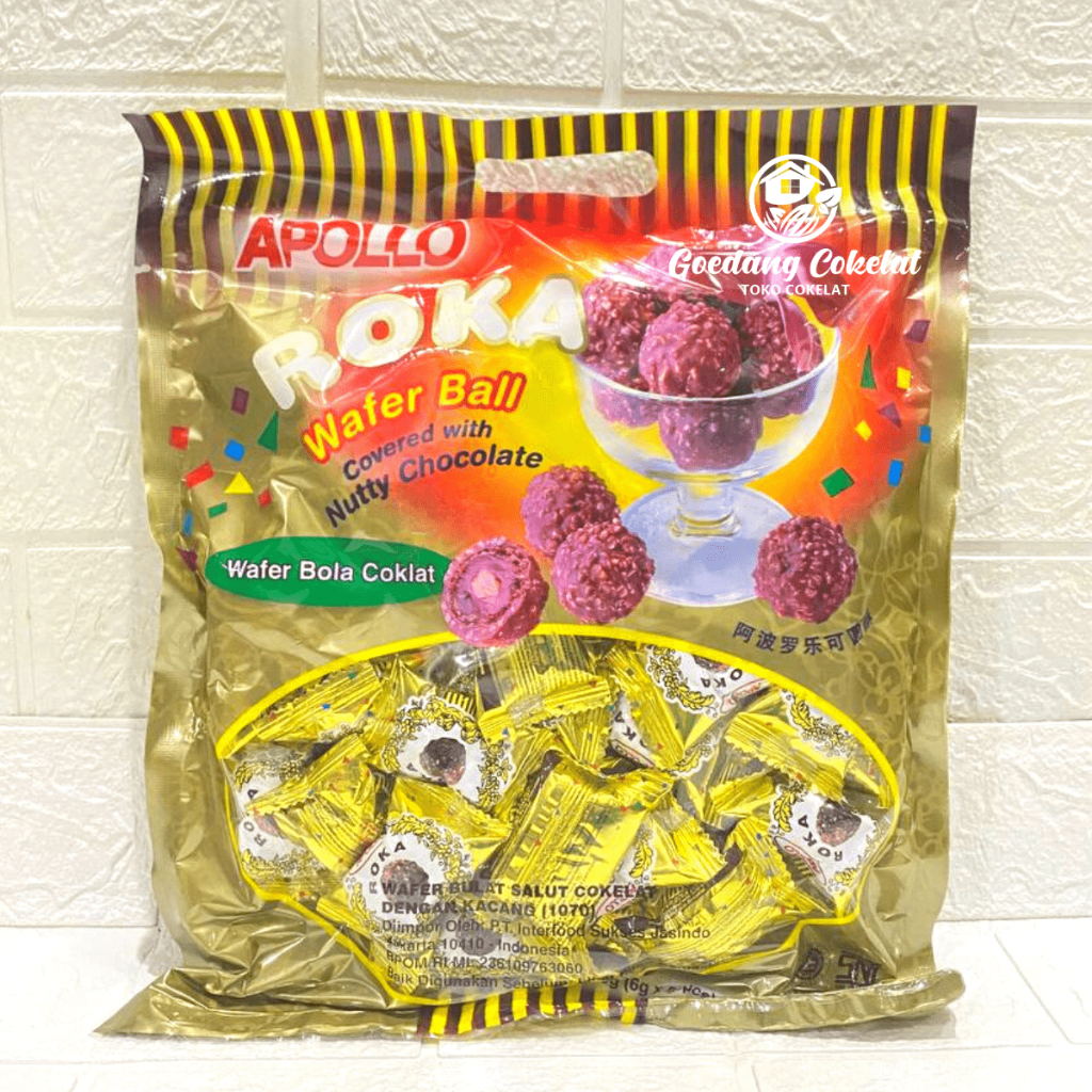 Jual Apollo Roka Wafer Ball Coklat Covered With Milk Pandan Nutty ...