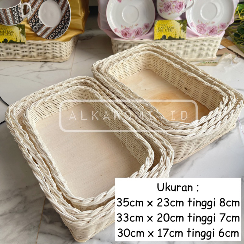 Jual Nampan rotan kotak halus isi 3 dan 2 | Shopee Indonesia