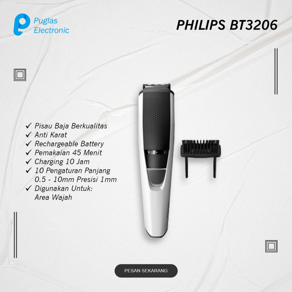Jual Mesin Cukur Elektrik Philips BT3206 Alat Pencukur Kumis Jenggot ...