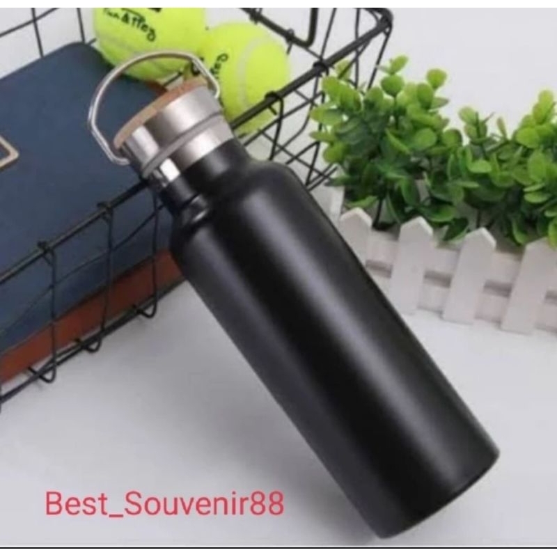 Jual Tumbler Botol Minum Tutup Kayu/ Termos Stainless Steel Gagang Polos 500ML | Shopee Indonesia