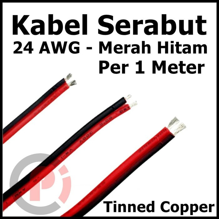 Jual Kabel Eceran AWG24x2 Ecer AWG 24 x 2 Kualitas Bagus Isi Kabel Tinned CU Putih Serabut Merah ...