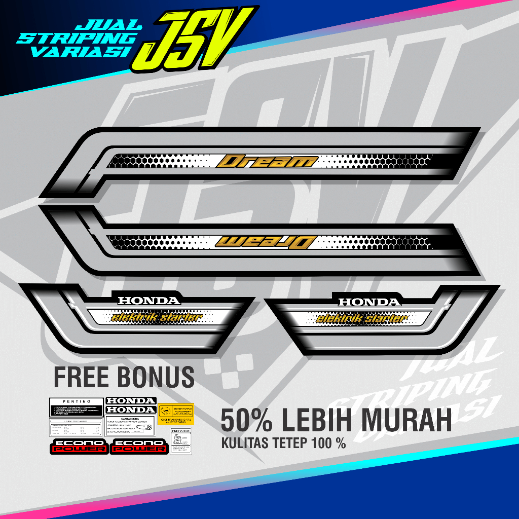 Jual Stiker Variasi Honda Dream V2 Striping Astrea Grand Star Premium ...