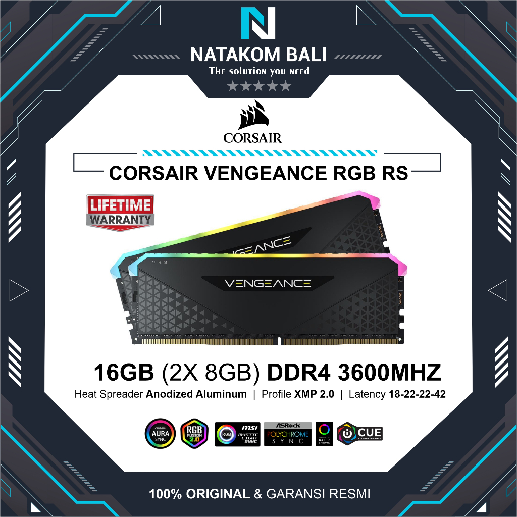 Jual RAM CORSAIR VENGEANCE RGB RS 16GB (2X 8GB) DDR4 3600MHZ | Shopee ...