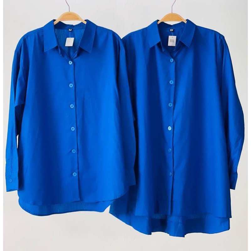 Jual kemeja basic katun biru bca electric blue Ld110-Ld114 Cotton ...