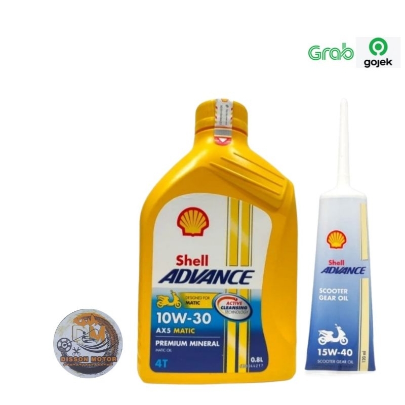 Jual Paket Oli Matic SHELL ADVANCE AX5 10W30 Matic 0,8Ltr + SHELL GEAR ...