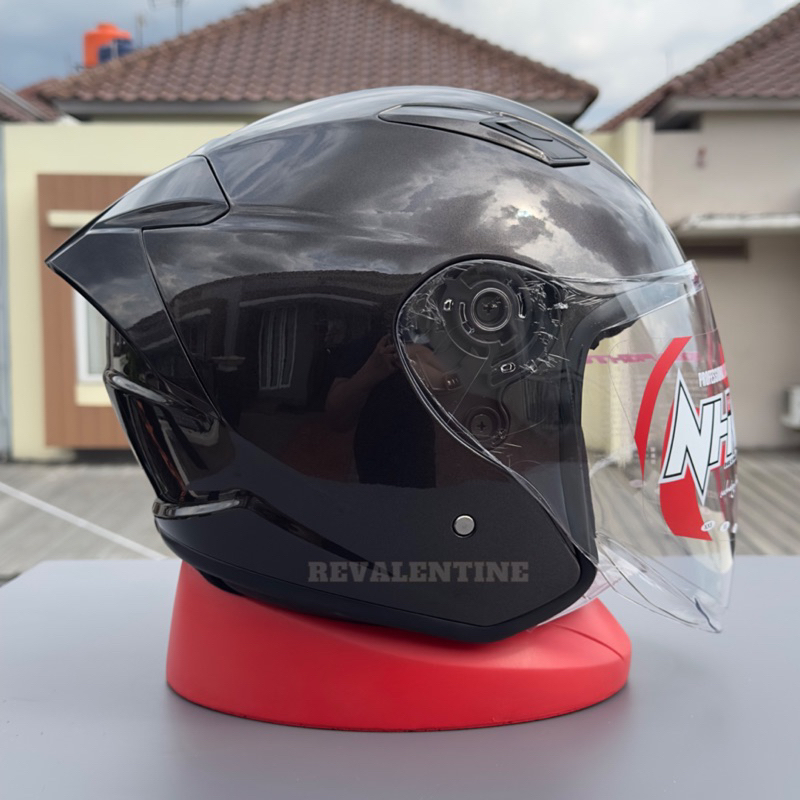 Jual NHK R1 ELITE BLACK GLOSSY SOLID | Helm half face r1 elit hitam ...