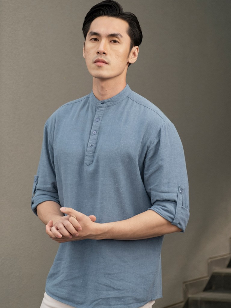 Jual Greenlight Kemeja Pria Lengan Panjang tanpa kerah mandarin collar ...