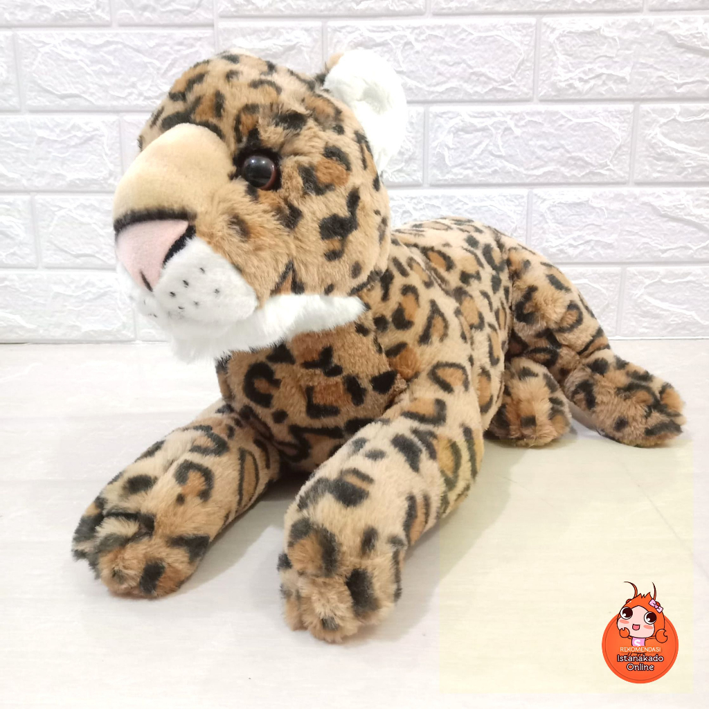Jual Boneka Binatang Macan Tutul Harimau Laying Wild Animal 14" Coklat ...