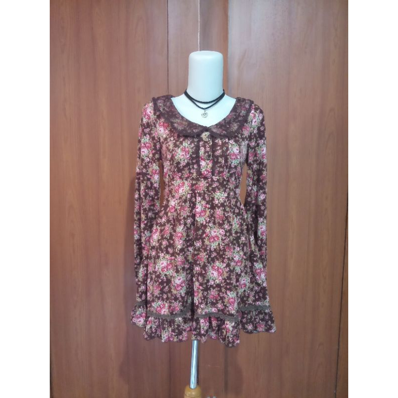 Jual DRESS RAJUT COKLAT BUNGA2 RENDA TILLE | Shopee Indonesia