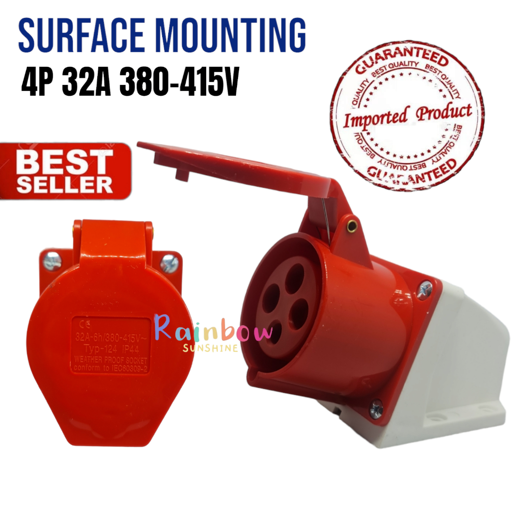 Jual Surface Mounting 4P 32A 124 Wall Socket Waterproof IP44 | Shopee Indonesia