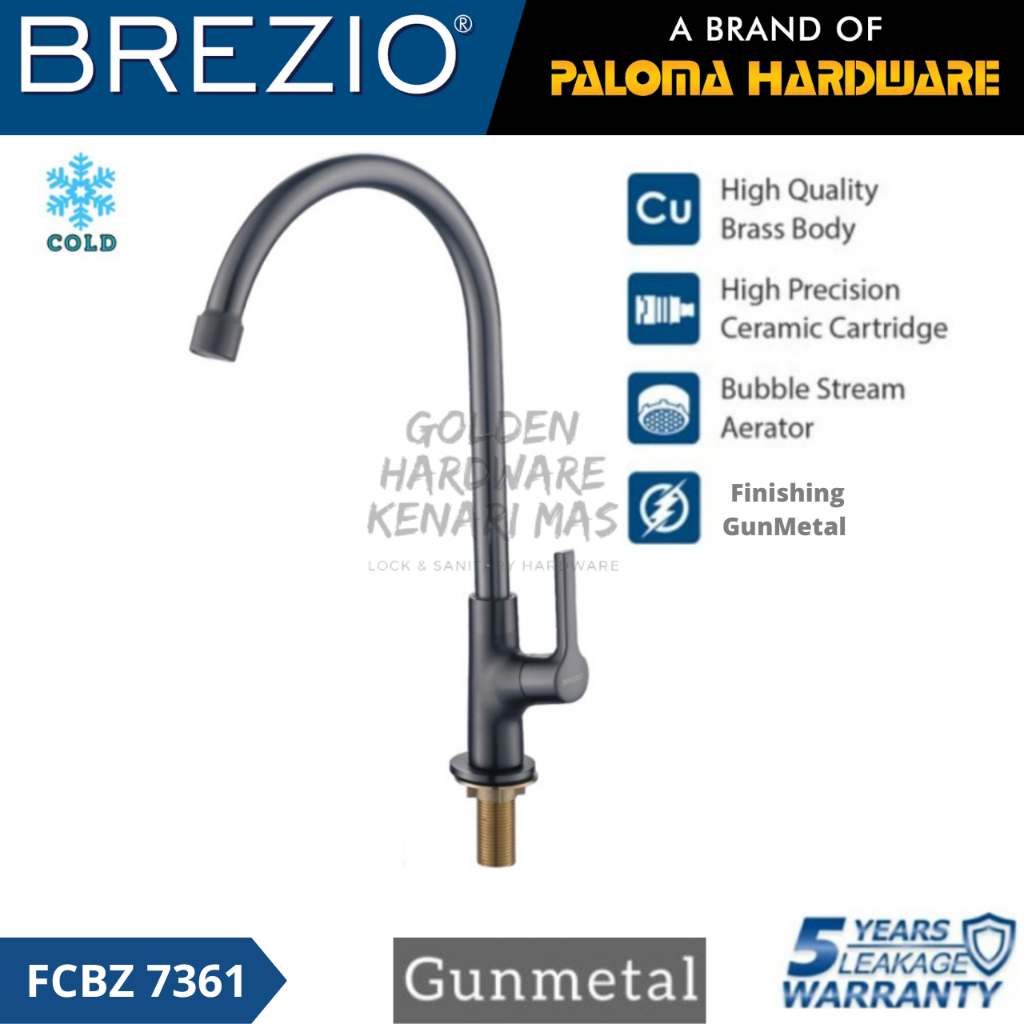 Jual BREZIO FCBZ 7361 Keran Cuci Piring Dapur Sink Angsa Wastafel Abu Kran Air Brass Gunmetal ...