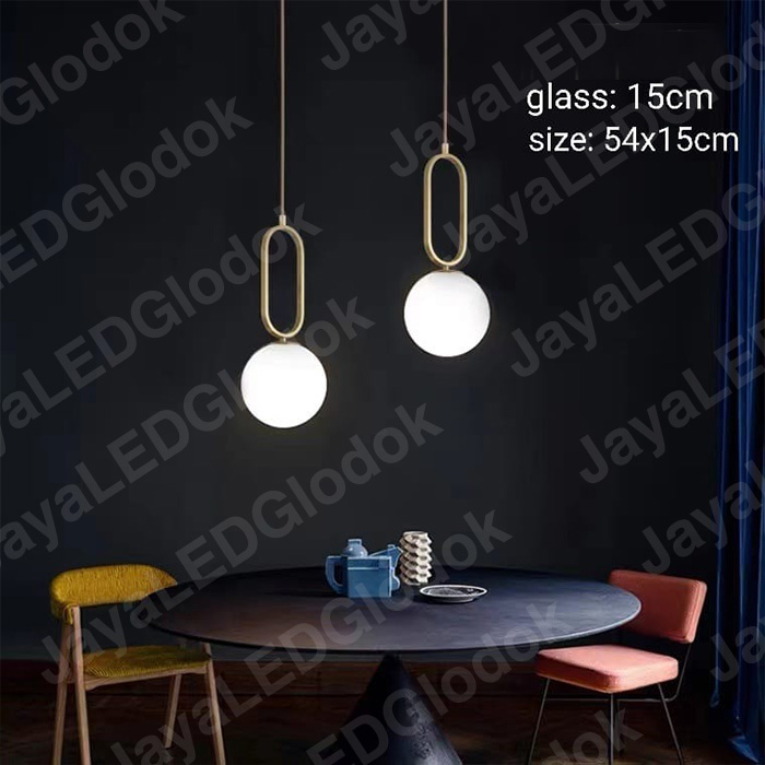 Jual Lampu Gantung Minimalis Ruang Makan Tamu Modern Mini Bar Cafe Restauran Emas 15 cm 20 cm ...