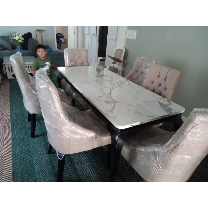 Jual 6 kursi rosewood meja 180cm hpl marmer | Shopee Indonesia
