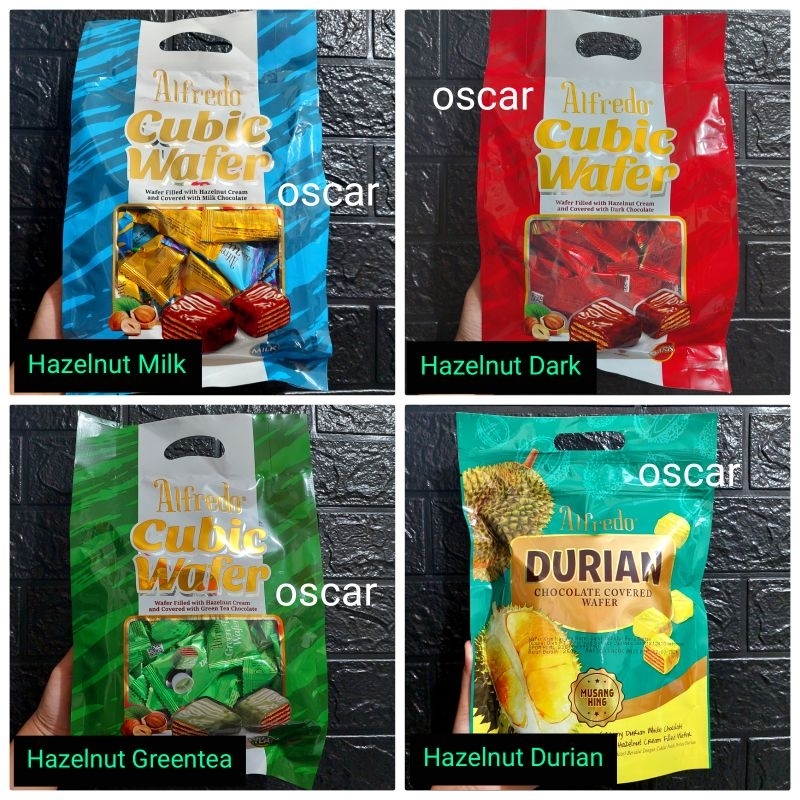 Jual Alfredo Cubic Wafer Hazelnut / dark / greentea /Durian Cream ...