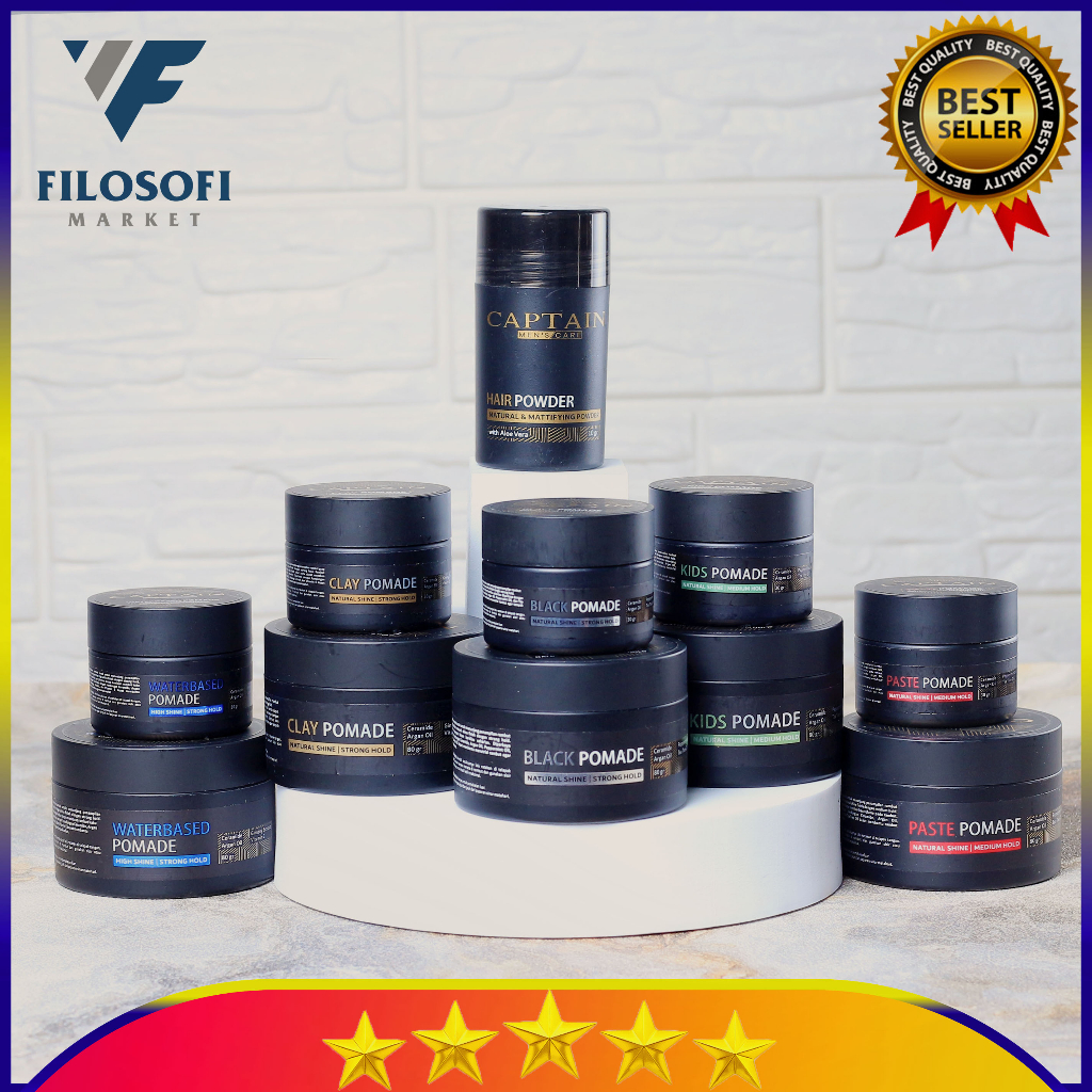 Jual Pomade Captain Kemasan Besar dan Mini Oilbased Black Clay Kids ...