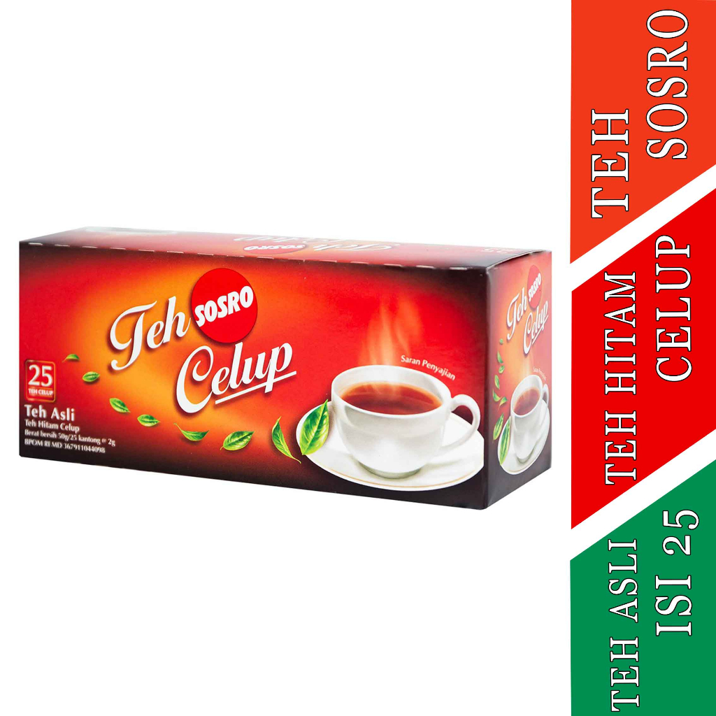 Jual Teh Hitam Celup- Teh Sosro Celup- Teh Asli- 50gr- 25 kantong ...