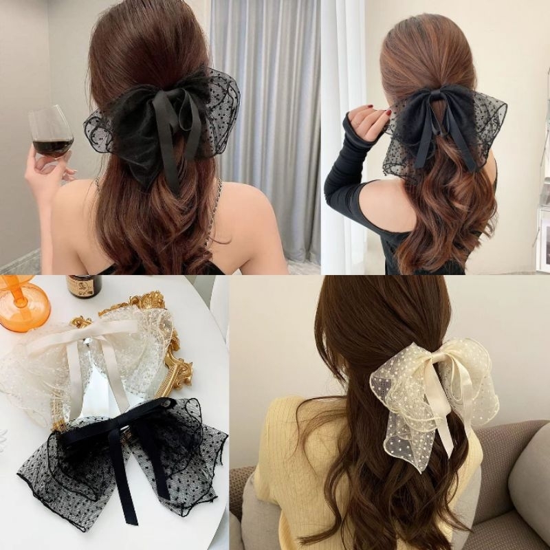 Jual Hana Korean Big Ribbon Hair Clip | Jepit rambut korea, model pita ...