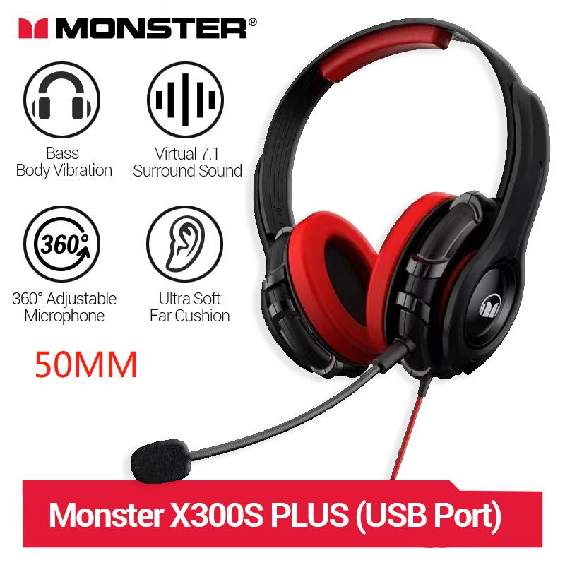 Jual MONSTER KNIGHT X300S 50MM Gaming Headset Wired USB 7.1 Surround ...