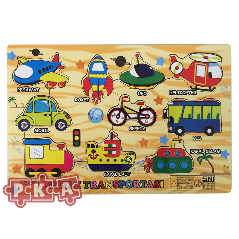 Jual Puzzle Kayu Alat Transportasi Kendaraan Mainan Edukasi Pazel Mobil ...