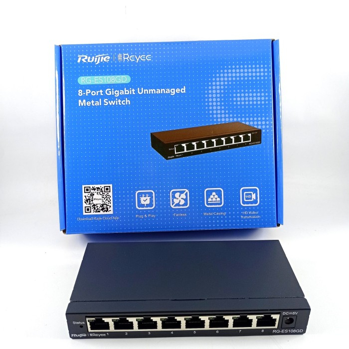 Jual RUijie Reyee RG-ES108GD Switch Hub 8 Port GIGABIT 10/100/1000Mbps ...