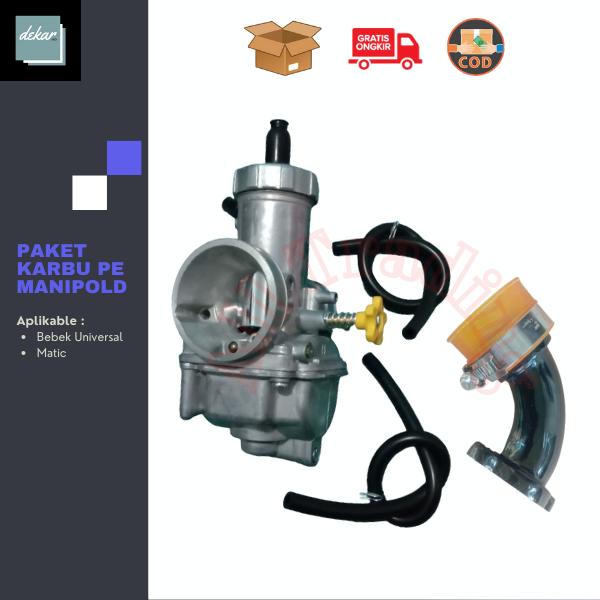 Jual Paket Karburator Motor Karbu PE24 PE26 Dan PE28 Lengkap Dengan Intake Manipold Leher Angsa ...