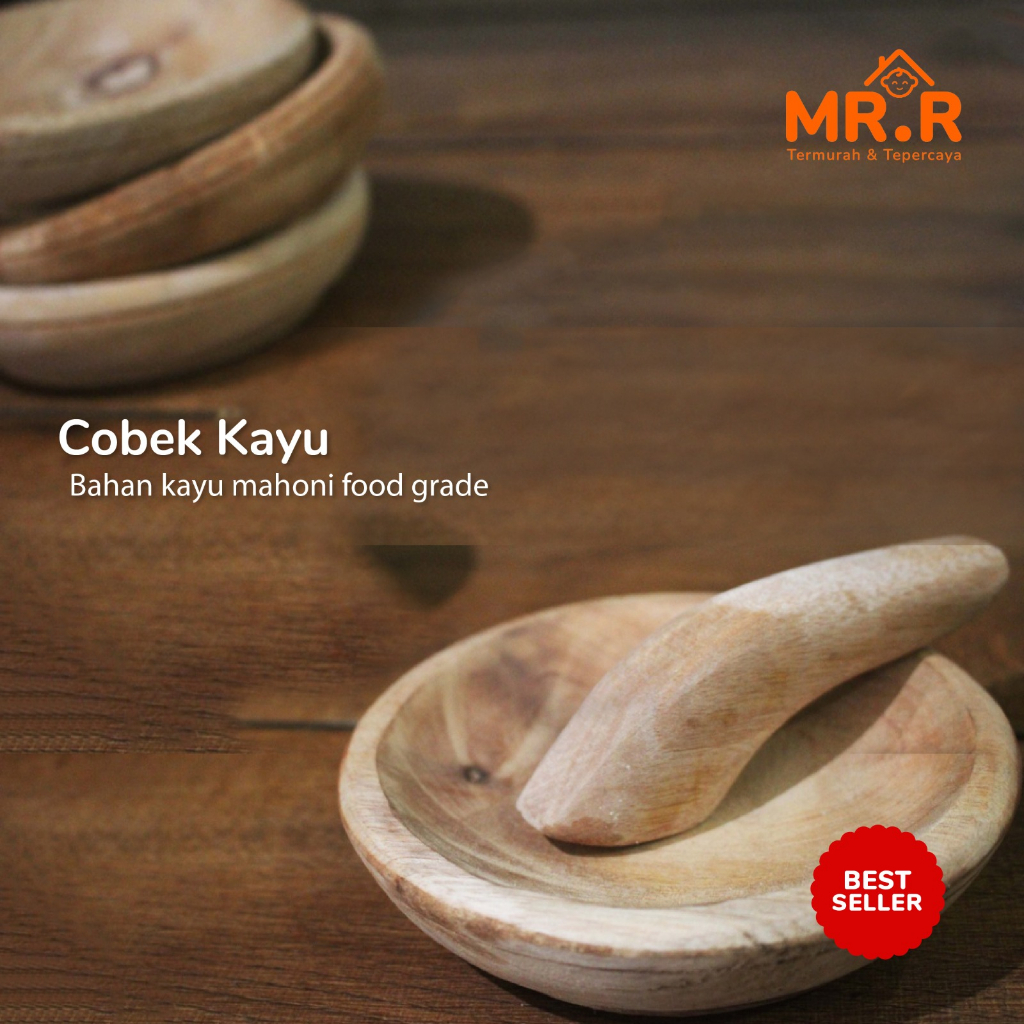 Jual Ulekan Kayu Alat Tumbukan Bahan Makanan Cobek Kayu Mahony Premium ...