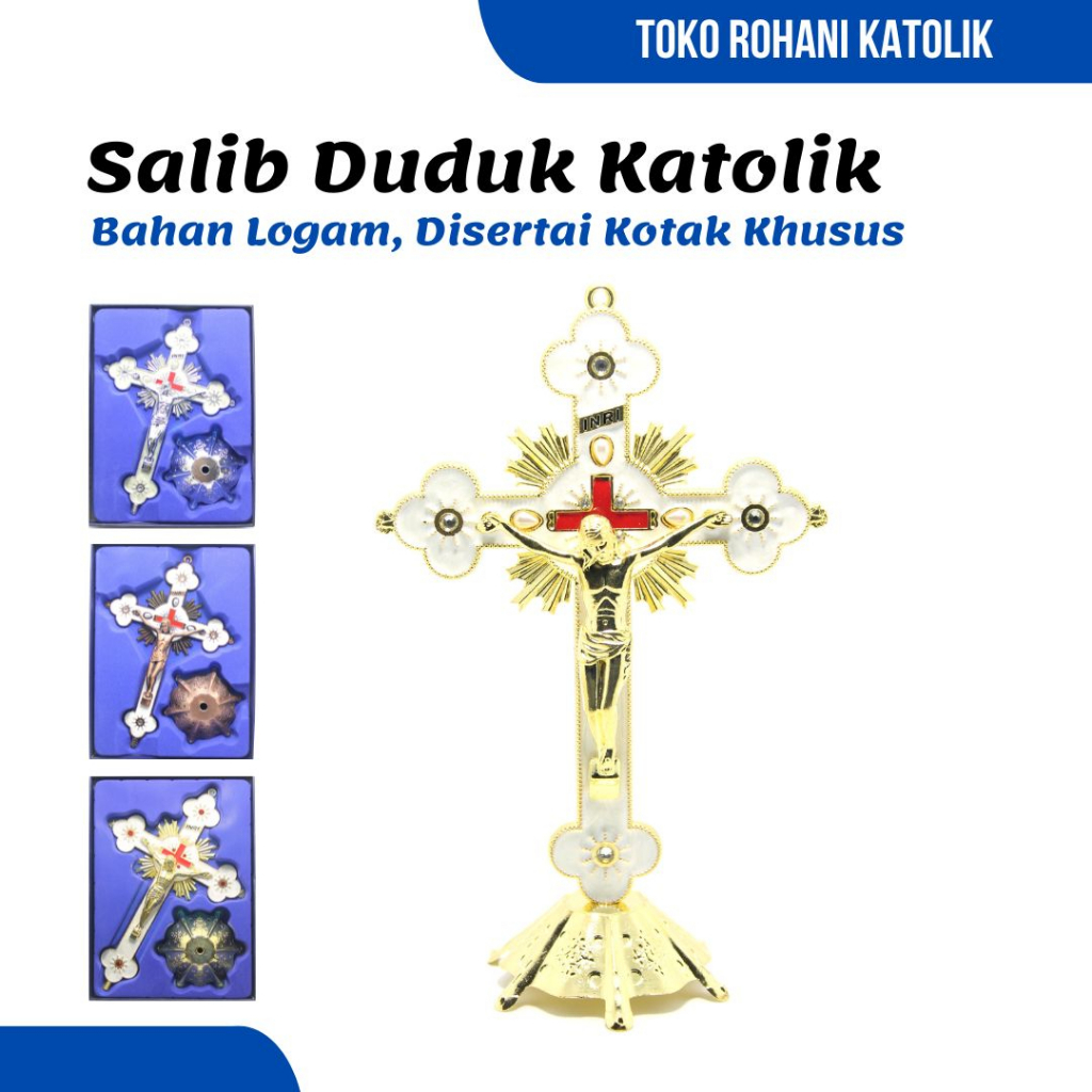 Jual SALIB DUDUK CAHAYA 20 CM / SALIB DUDUK KATOLIK EKSKLUSIF / SALIB ...