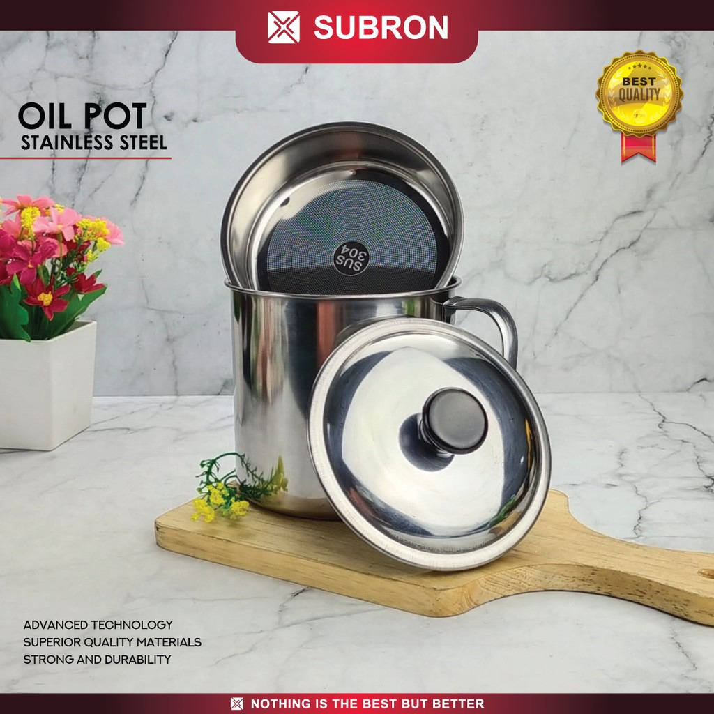 Jual SUBRON Oil Pot Saringan Tempat Minyak 1200ml Stainless Steel No ...