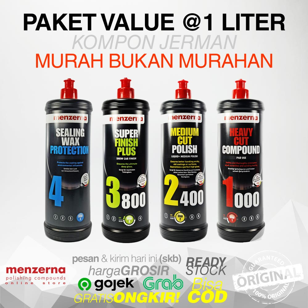 Jual MENZERNA VALUE Paket Komplit 1 Liter Kompon Kasar Medium Halus ...