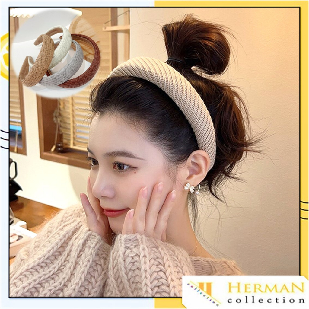 Jual HC Bando Korea Wanita Kain Motif Tikar Busa Tebal Headband Cloud ...